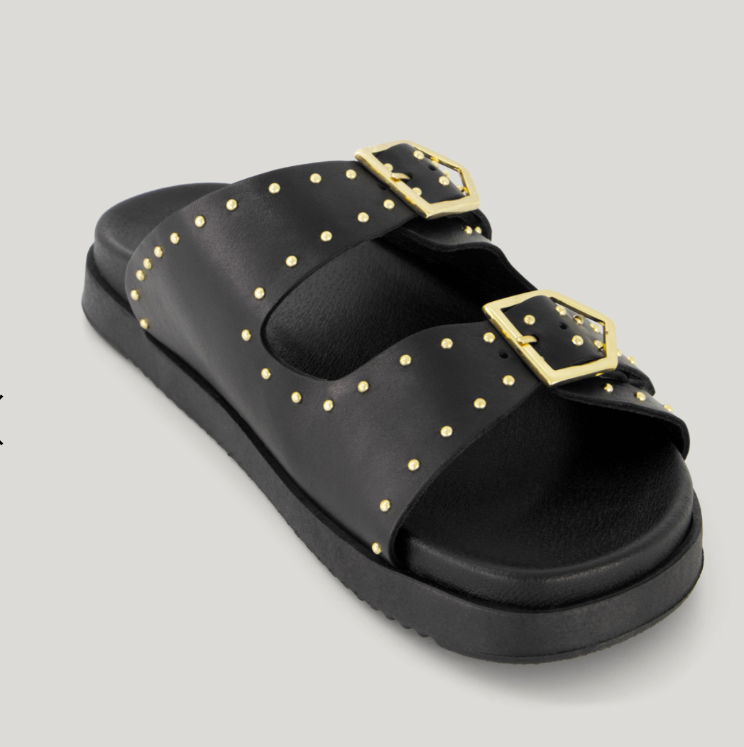 Selena Black Stud Sliders – Saretta Boutique 1